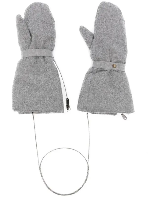 Brunello Cucinelli Zip-detail Strap Mittens - Grey