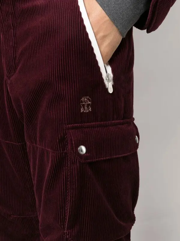 Brunello Cucinelli Logo-embroidered Corduroy Trousers