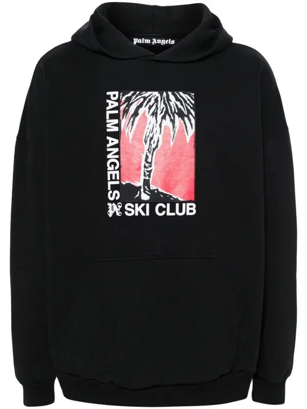 Palm Angels Palm Ski Club Cotton Hoodie - Black