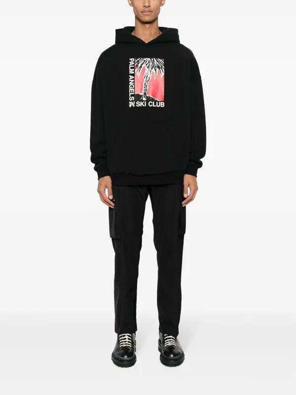 Palm Angels Palm Ski Club Cotton Hoodie - Black