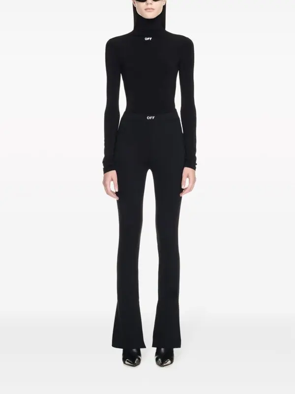 Off-White Logo-print Flared Trousers - Black