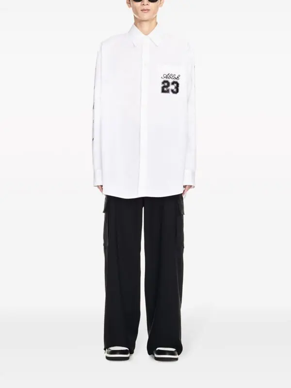 Off-White Logo-embroidered Cotton Shirt