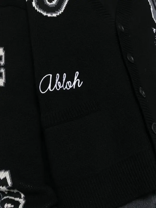 Off-White Intarsia-knit Wool-blend Cardigan - Black
