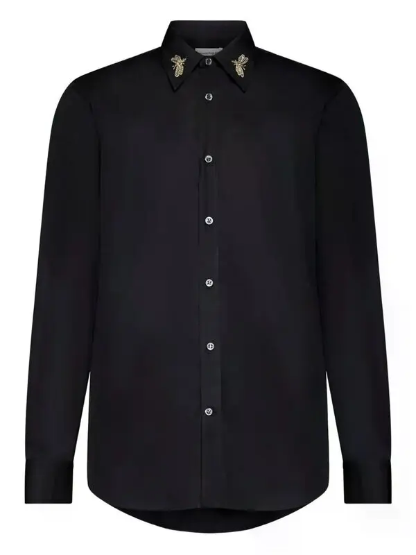 Alexander McQueen Dragonfly Embroidered Cotton Shirt