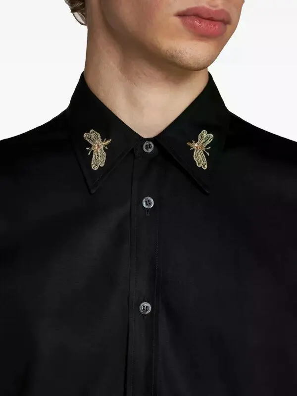 Alexander McQueen Dragonfly Embroidered Cotton Shirt