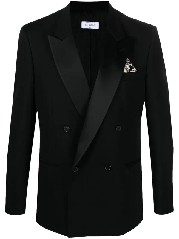 Off-White Satin-lined Virgin-wool Tuxedo Jacket - Black