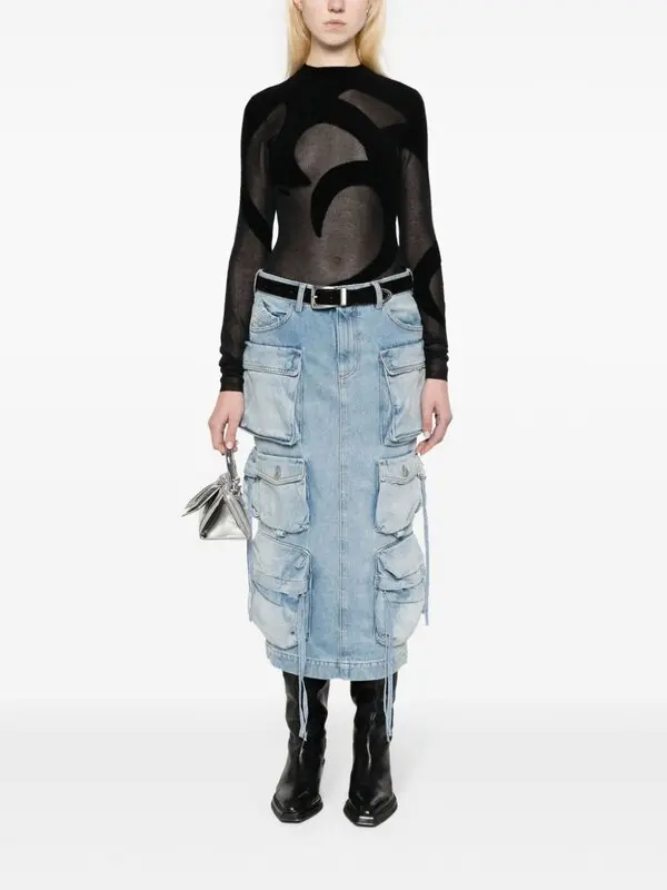Attico Denim Cargo Skirt - Blue