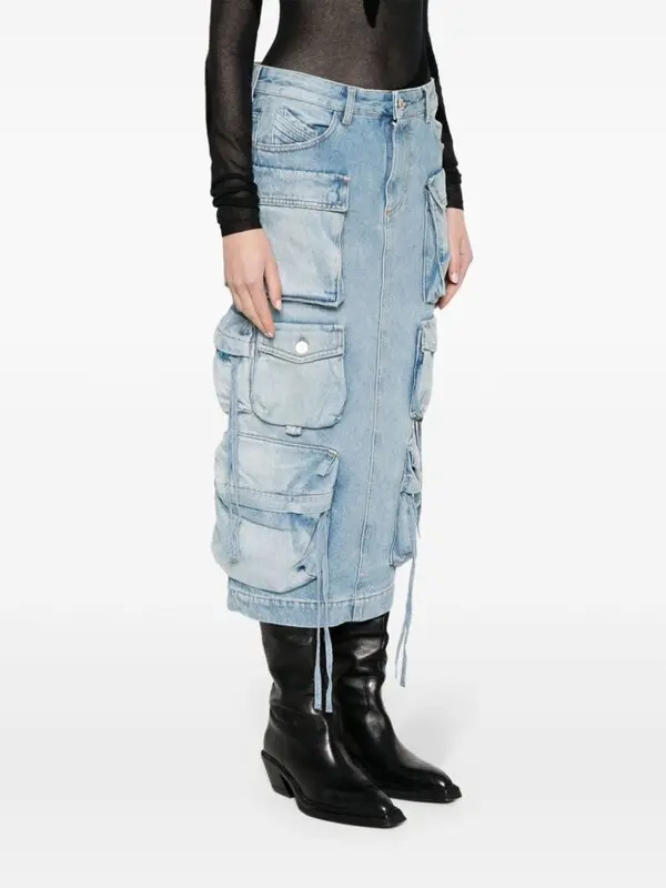 Attico Denim Cargo Skirt - Blue