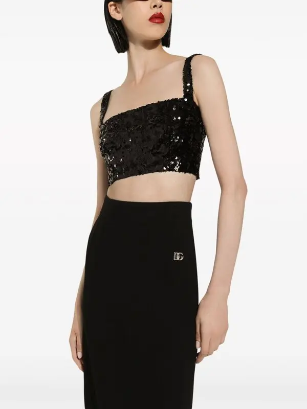 Dolce & Gabbana Sequin-embellished Cropped Top