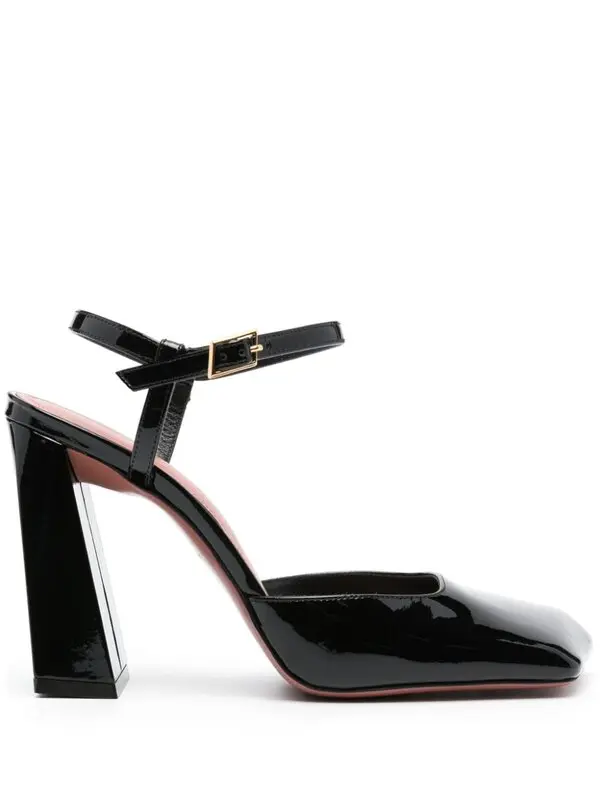 Amina Muaddi Charlotte 95 Patent Leather Pumps