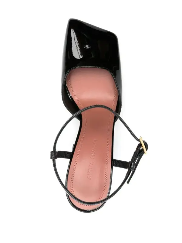 Amina Muaddi Charlotte 95 Patent Leather Pumps