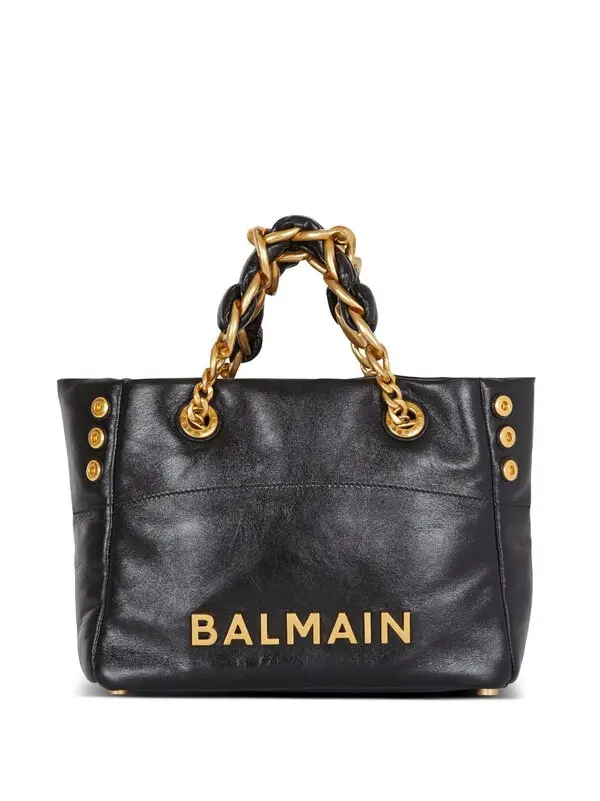 Balmain Small 1945 Soft Leather Tote Bag - Black