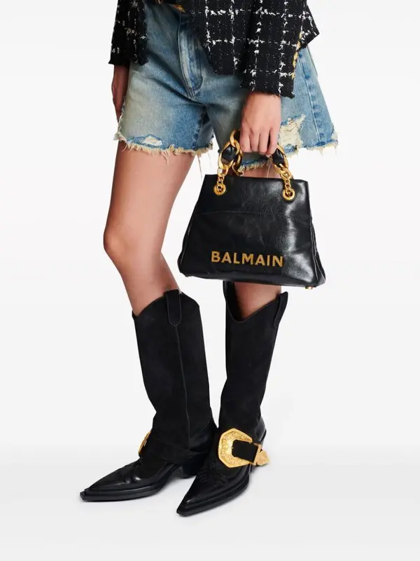 Balmain Small 1945 Soft Leather Tote Bag - Black