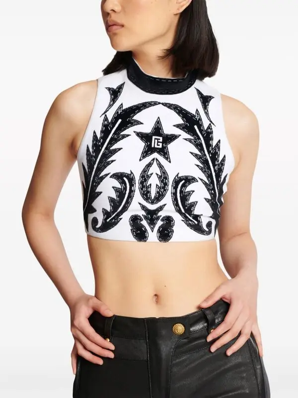 Balmain Baroque Cropped Top