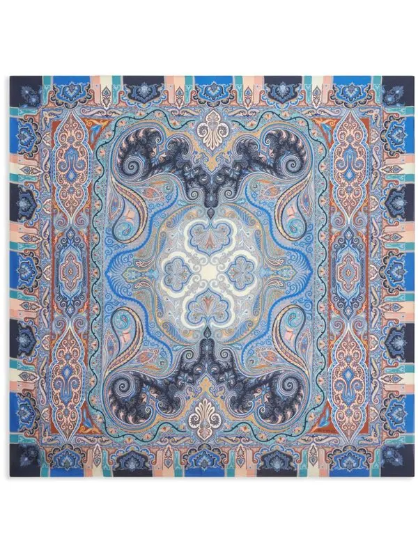 Etro Paisley-print Cashmere-blend Scarf - Blue