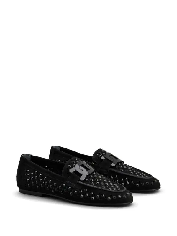 TOD'S Kate Embellished Suede Loafers