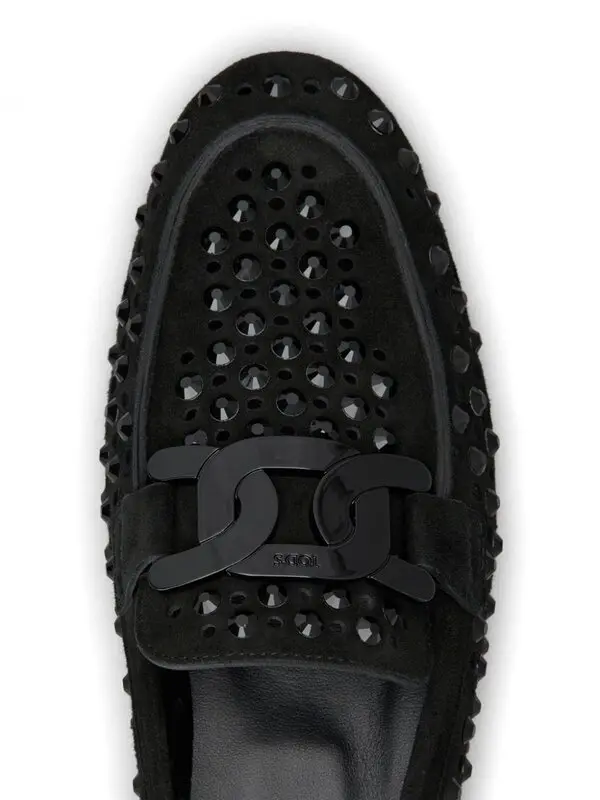 TOD'S Kate Embellished Suede Loafers
