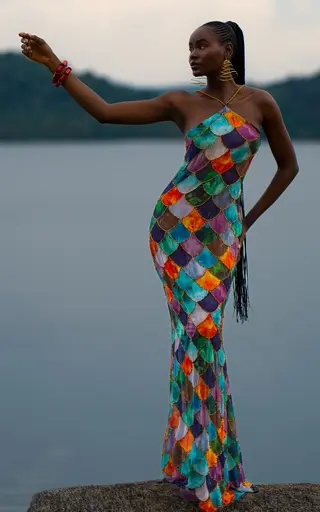 Kilentar Exclusive Mami Beaded Chiffon Maxi Dress In Multi - 40% Off |  Editorialist