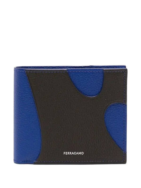 FERRAGAMO Panelled Bi-fold Leather Wallet - Brown
