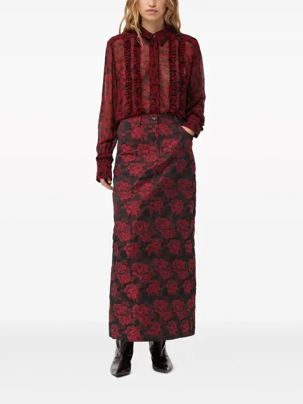 GANNI Botanical-print Jacquard Maxi Skirt