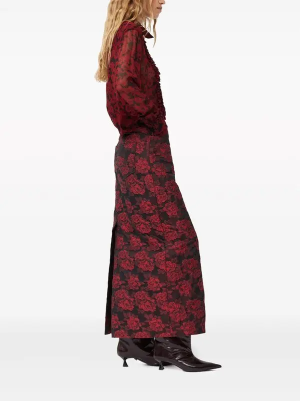 GANNI Botanical-print Jacquard Maxi Skirt