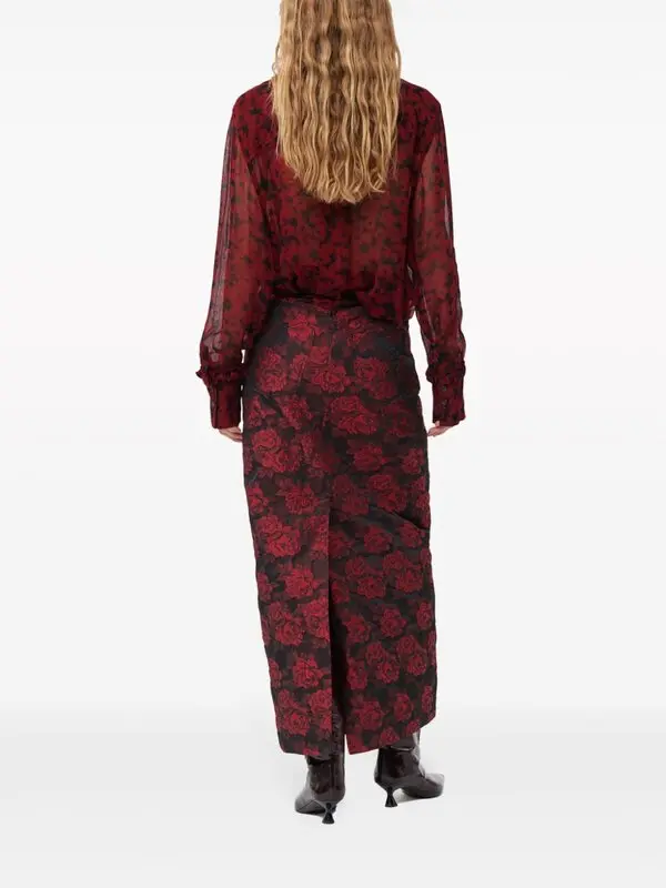 GANNI Botanical-print Jacquard Maxi Skirt