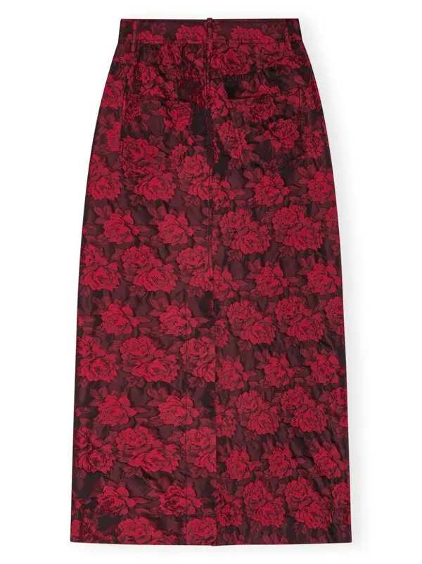 GANNI Botanical-print Jacquard Maxi Skirt