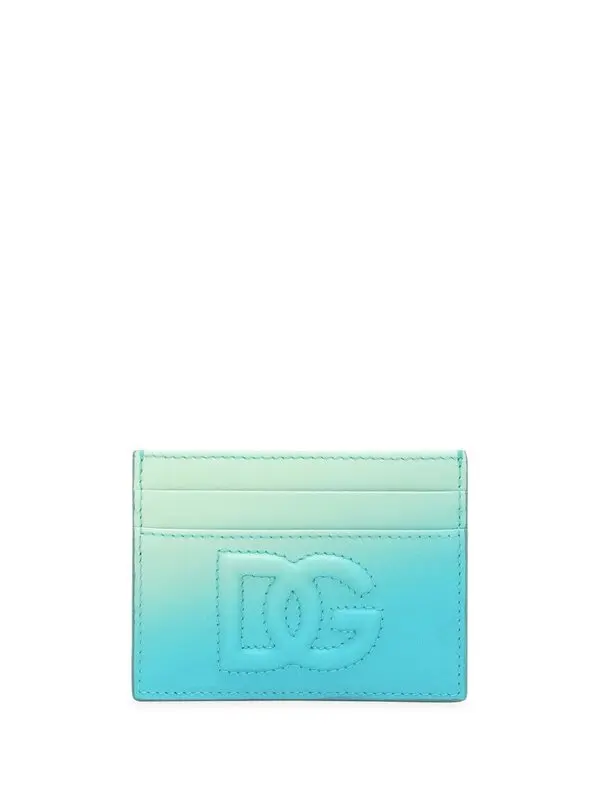 Dolce & Gabbana Logo-embroidered Ombré-effect Cardholder - Blue