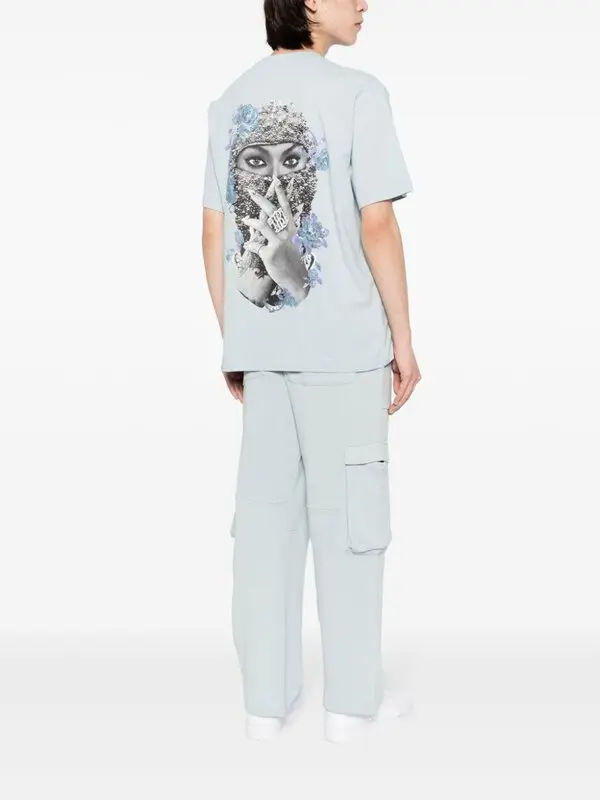 IH NOM UH NIT Pearl Roses Logo-print T-shirt - Blue