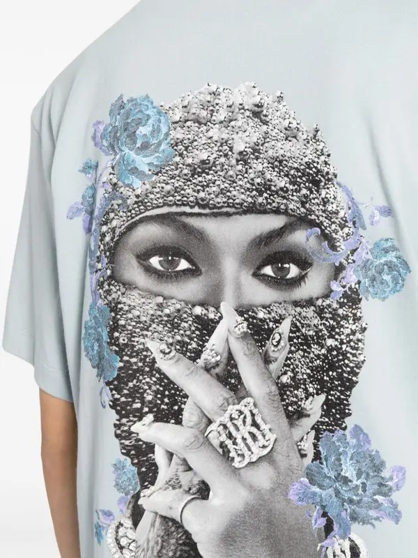 IH NOM UH NIT Pearl Roses Logo-print T-shirt - Blue