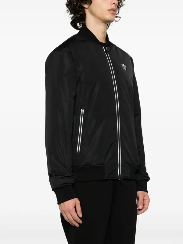 EA7 Logo-patch Zip-up Bomber Jacket - Black