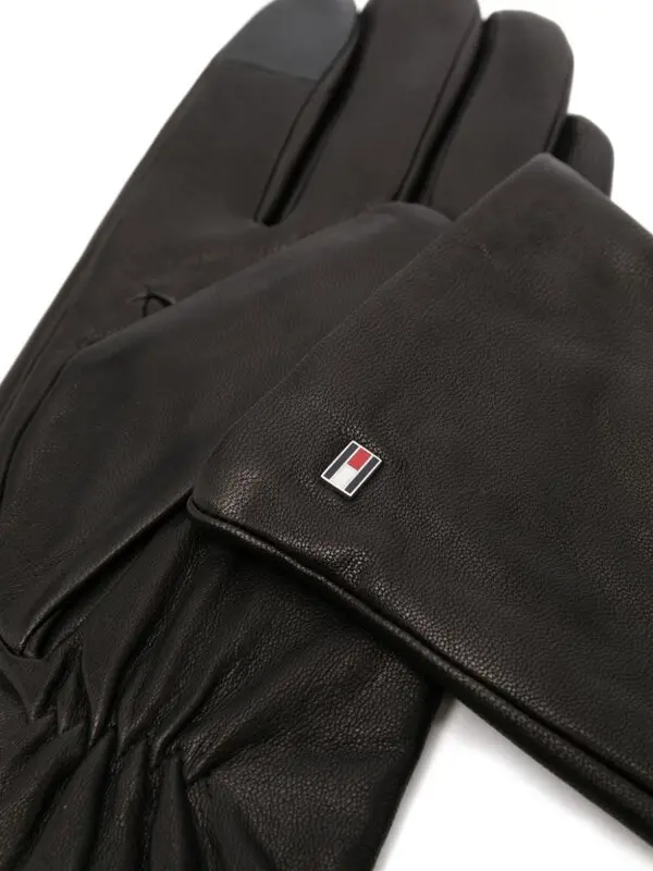 Tommy Hilfiger Leather Gloves With Logo Patch