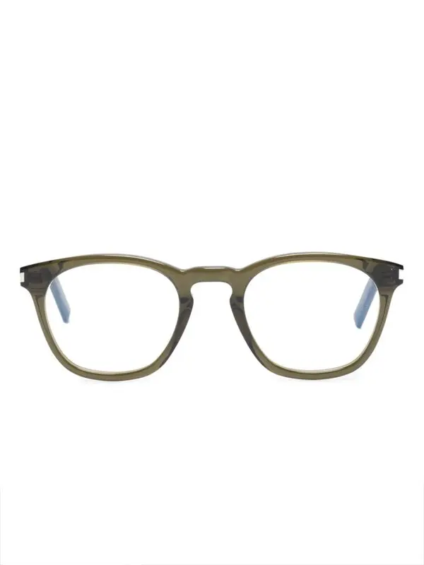 Saint Laurent Polished-effect Round-frame Glasses - Green
