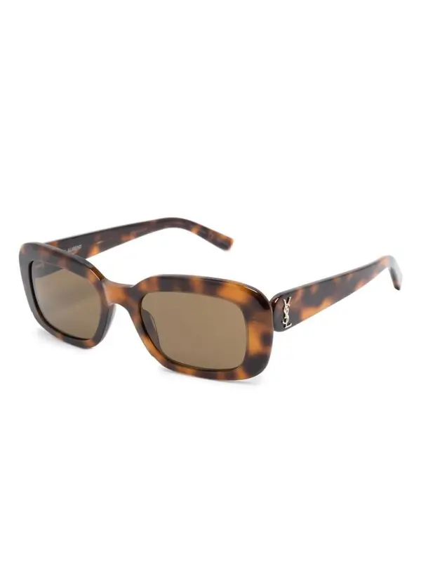 Saint Laurent Tortoiseshell Rectangle-frame Sunglasses - Brown