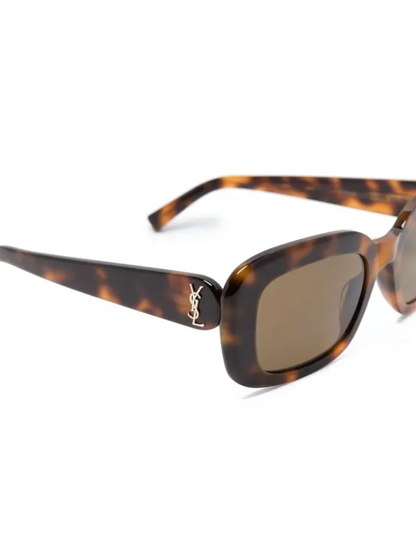 Saint Laurent Tortoiseshell Rectangle-frame Sunglasses - Brown