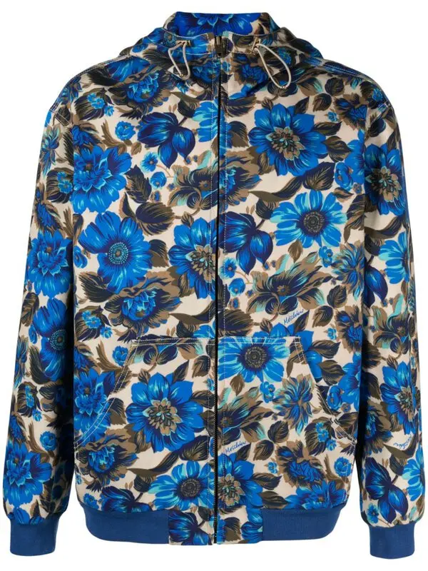 Moschino Floral-print Hooded Jacket - Blue