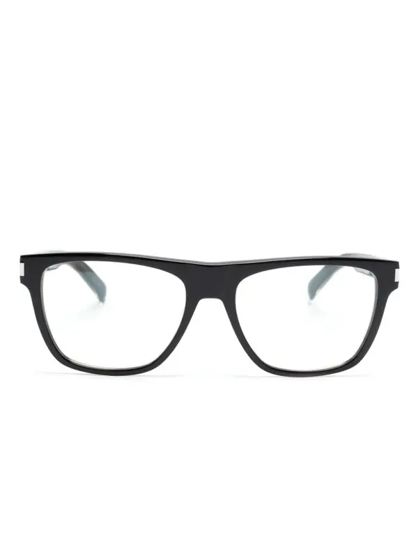 Saint Laurent Logo-engraved Square-frame Glasses - Black
