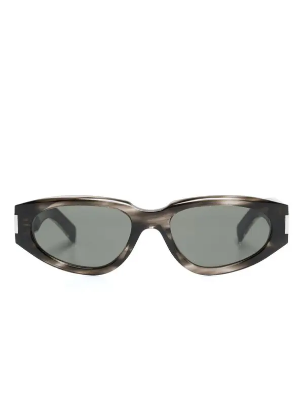 Saint Laurent Tortoiseshell Oval Sunglasses - Black