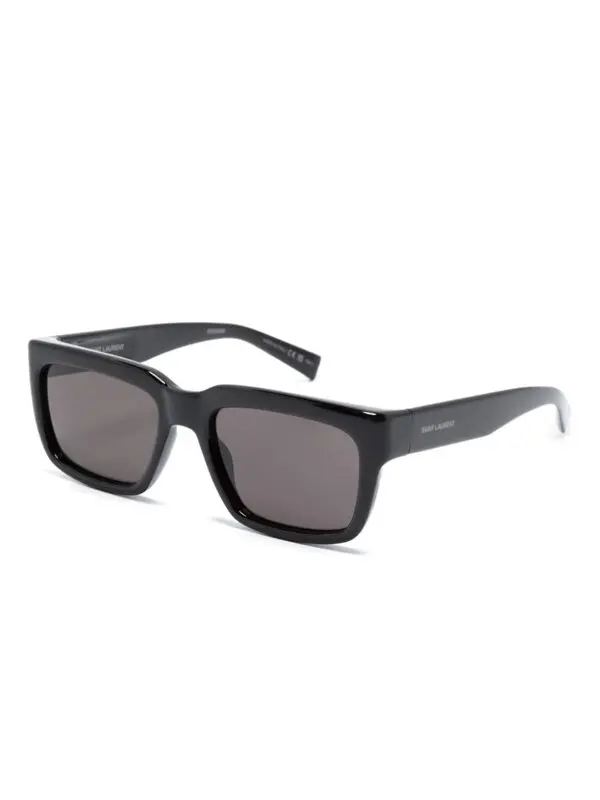 Saint Laurent Logo Rectangle Sunglasses - Black