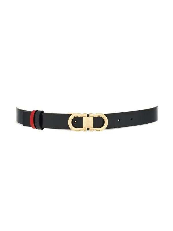 FERRAGAMO Gancini Buckle Reversible Leather Belt - Black