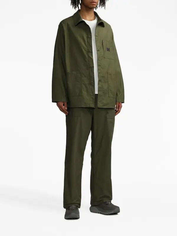 Needles Embroidered Cotton Shirt Jacket - Green
