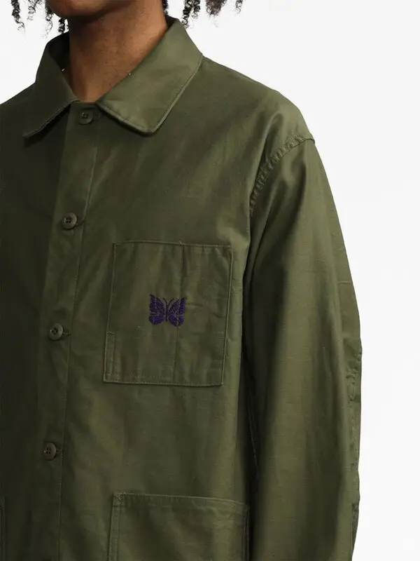 Needles Embroidered Cotton Shirt Jacket - Green