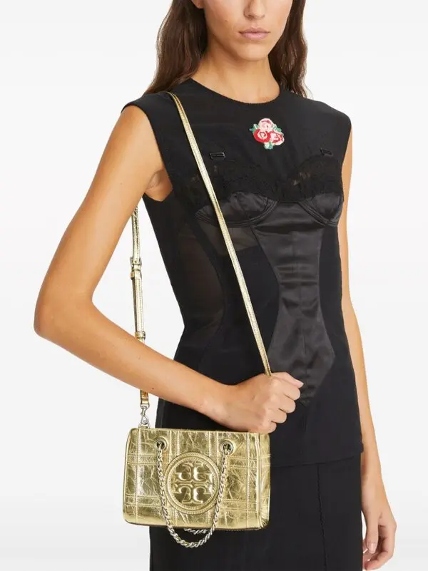 Tory Burch Mini Fleming Soft Metallic Chain Quilted Tote Bag