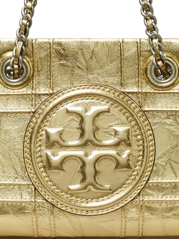 Tory Burch Mini Fleming Soft Metallic Chain Quilted Tote Bag