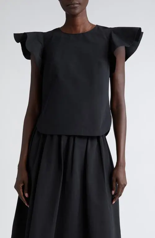 Akris Flutter Sleeve Taffeta Top