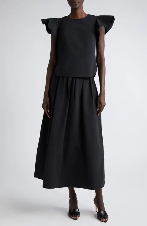 Akris Flutter Sleeve Taffeta Top