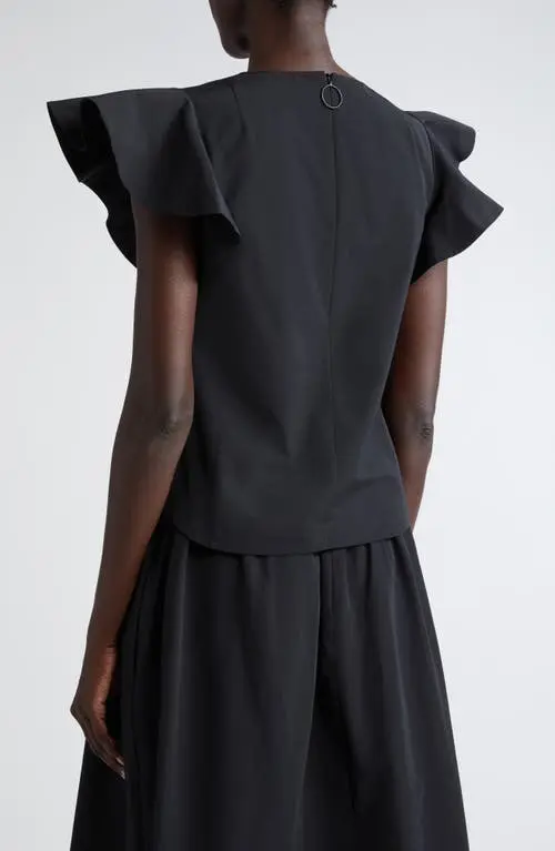 Akris Flutter Sleeve Taffeta Top