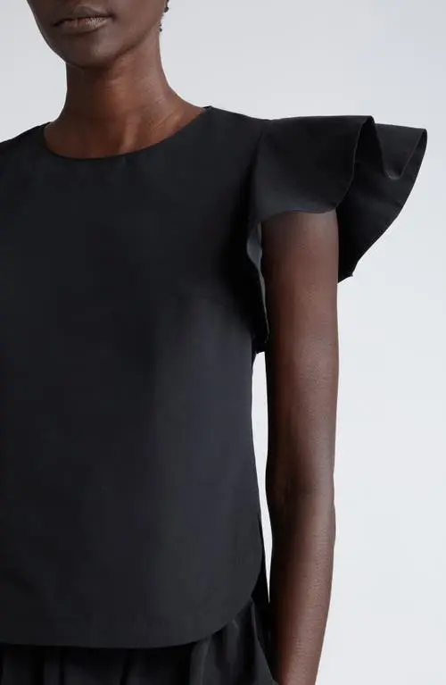 Akris Flutter Sleeve Taffeta Top