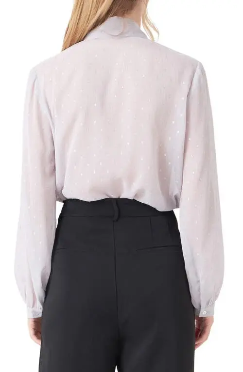 Endless Rose Tie Neck Clip Dot Chiffon Top