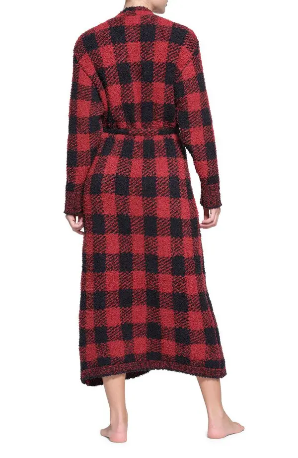 SKIMS Cozy Knit Robe - Brick Buffalo Check